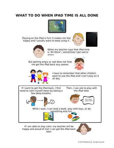 Stopping iPad or Tablet Social Story Narrative with Visuals (EDITABLE ...