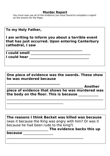 The Murder of Thomas Becket | Teaching Resources