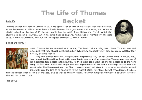 The Murder of Thomas Becket | Teaching Resources