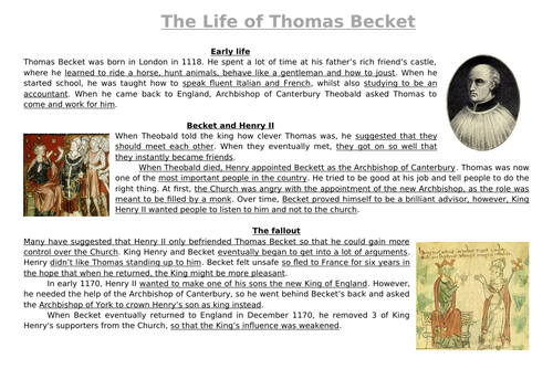 The Murder of Thomas Becket | Teaching Resources