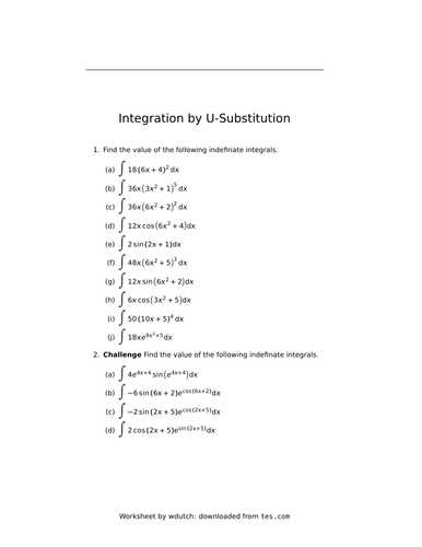 Integration by Substitution | Teaching Resources