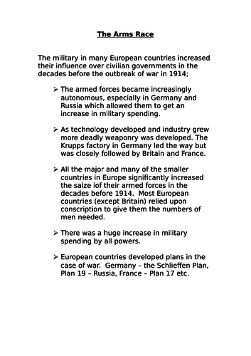 The Naval and Arms Races as a cause of WW1 - Full lesson and several ...