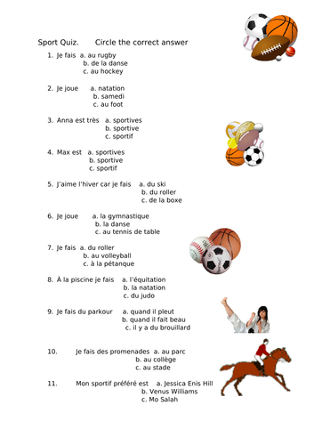 Sports Quiz and Answers | Teaching Resources