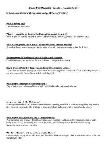 Megacities self study video lesson | Teaching Resources