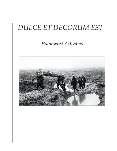 DULCE ET DECORUM EST- Remote Learning / Homework Activities | Teaching ...