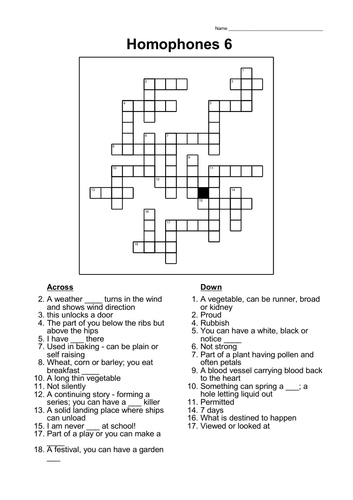 Homophone Crosswords and Word Searches | Teaching Resources