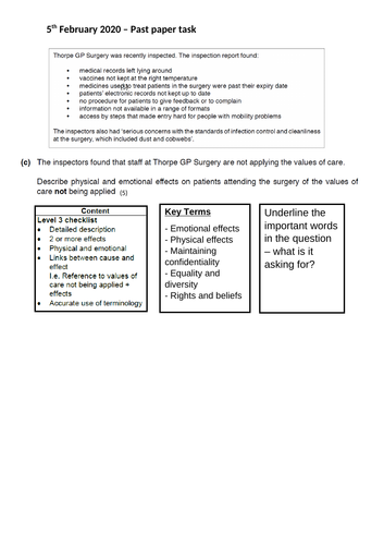 R021 LO2 Values - OCR Health and Social Care | Teaching Resources