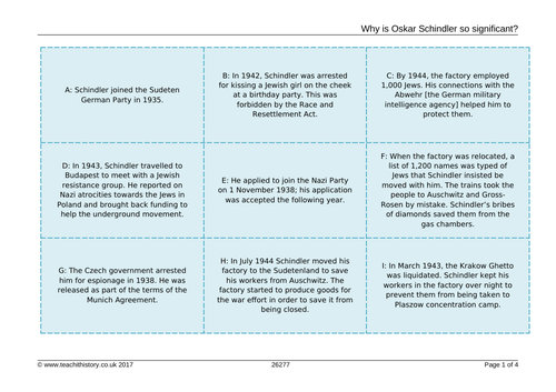 KS3 History- Holocaust- Why is OSkar Schindler significant? | Teaching ...