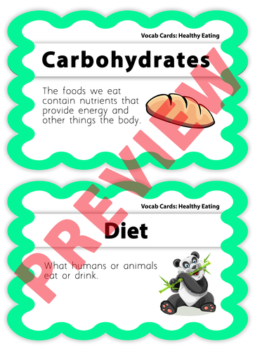 Healthy Eating Vocabulary Cards | Teaching Resources