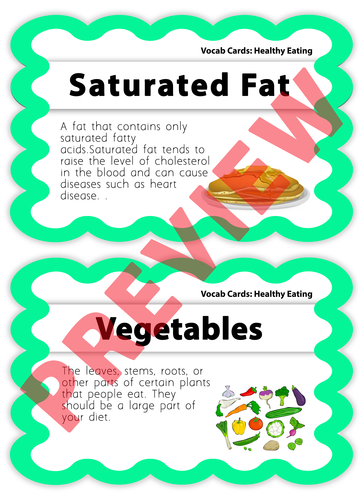 Healthy Eating Vocabulary Cards | Teaching Resources