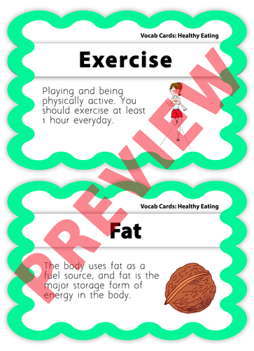 Healthy Eating Vocabulary Cards | Teaching Resources