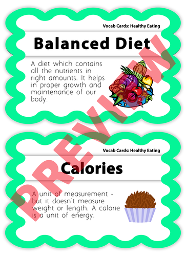 Healthy Eating Vocabulary Cards | Teaching Resources