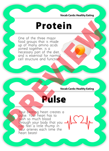 Healthy Eating Vocabulary Cards | Teaching Resources