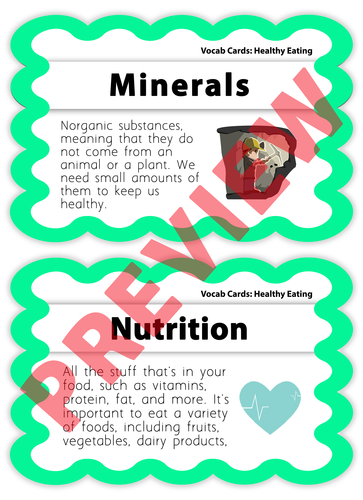 Healthy Eating Vocabulary Cards | Teaching Resources
