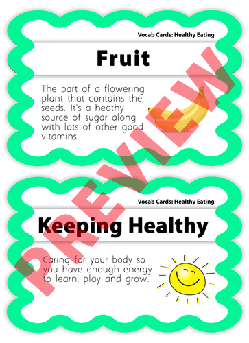 Healthy Eating Vocabulary Cards | Teaching Resources