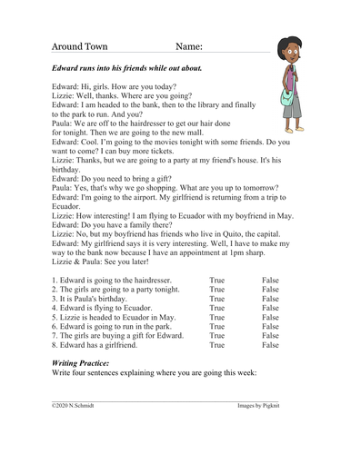 Around Town English Reading: Places in the City (ESL / EFL /ELL ...