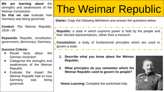 The Weimar Republic | Teaching Resources