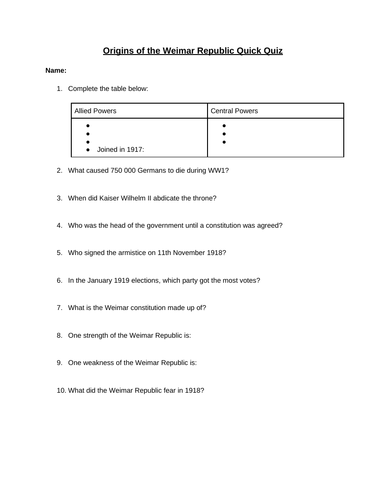 Why was the Weimar Republic unpopular? | Teaching Resources