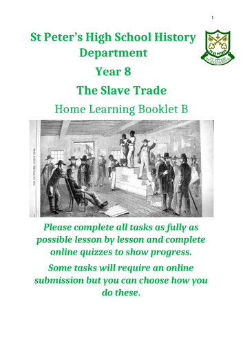 Home learning booklet year 8 slavery | Teaching Resources