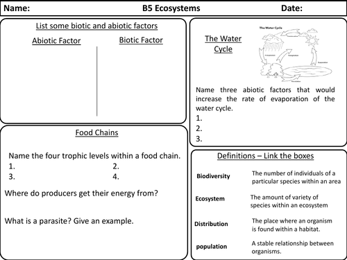 KS4 Revision Worksheet: Ecosystems | Teaching Resources