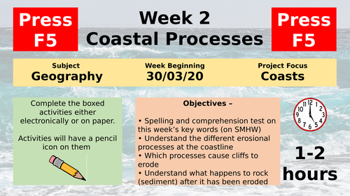 Study from Home - KS3 Geography Coasts 2 Processes | Teaching Resources