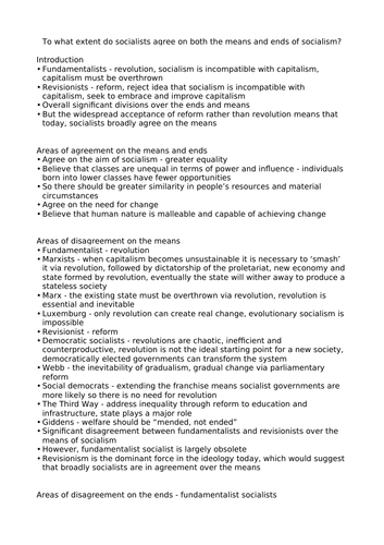 A* Essay Plan - Socialism, A Level Politics, Ideologies | Teaching Resources