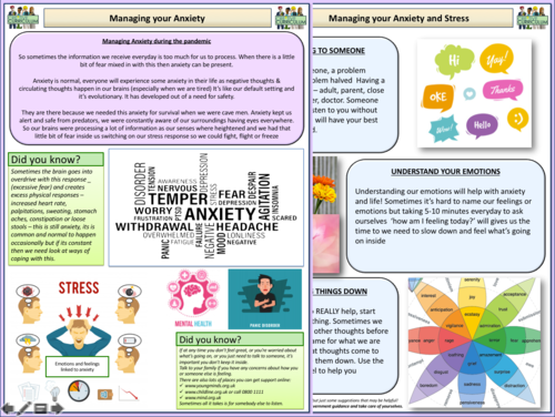 Anxiety + Mental Health - Home Learning | Teaching Resources