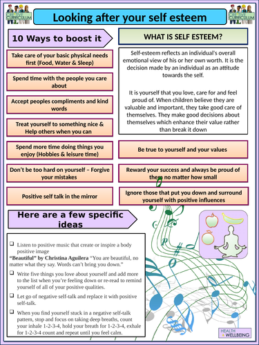 Self Esteem + Mental Health - Home Learning | Teaching Resources