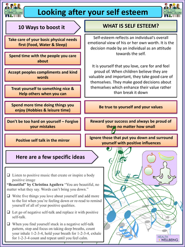 Self Esteem + Mental Health - Home Learning | Teaching Resources