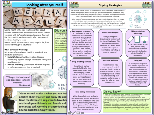 Coping Strategies + Mental Health - Home Learning | Teaching Resources