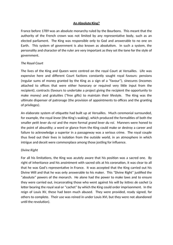 Absolute Monarchy: Louis XVI's France | Teaching Resources