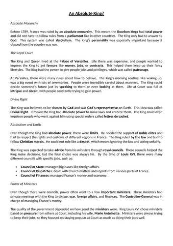 Absolute Monarchy: Louis XVI's France | Teaching Resources