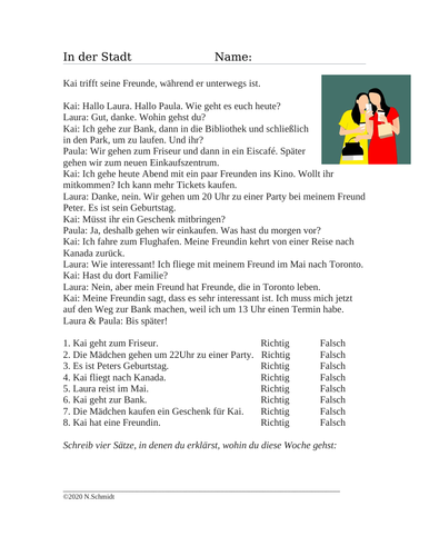 German Preposition Review: In the City Reading | In der Stadt ...