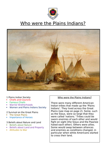 American West Plains Indians Booklet | Teaching Resources
