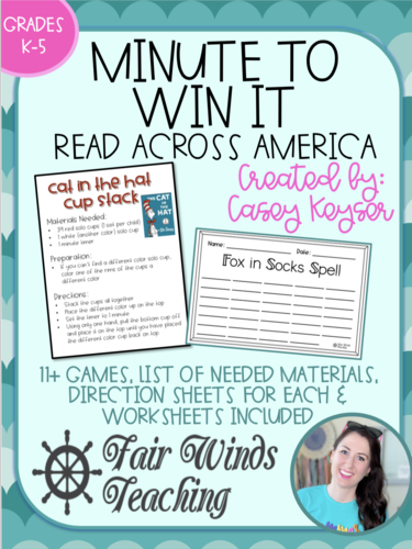 Read Across America themed Minute to Win it Games - STEM challenges ...