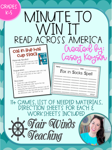 Read Across America themed Minute to Win it Games - STEM challenges ...