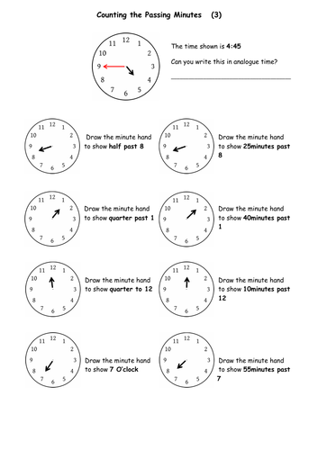 KS2 Resource: Minute Hand- Counting the Passing Minutes _Complete ...