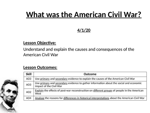 AQA 9-1 History - American Civil War | Teaching Resources