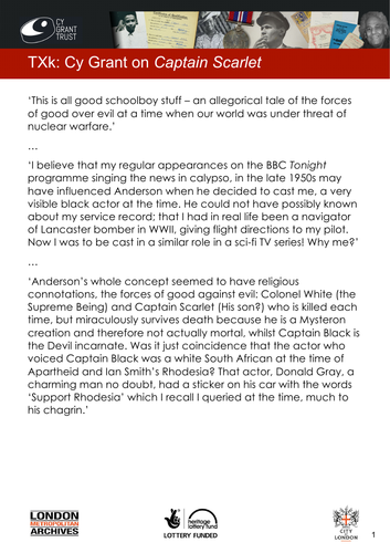 Celebrate the Life and Work of Cy Grant | Teaching Resources