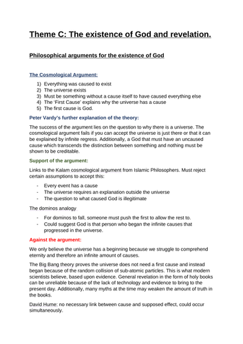AQA Religious Studies A GCSE - Theme C: The existence of God and ...