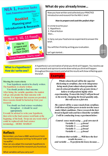 NEA 1 Food Workbook & Guidance Booklet - Covering all areas of the NEA ...