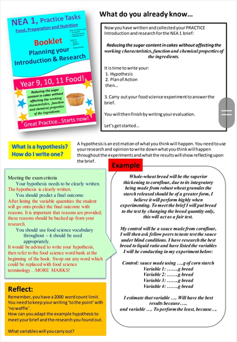 NEA 1 Food Workbook & Guidance Booklet - Covering all areas of the Nea ...