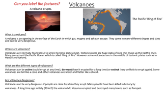 Non-Chronological Reports Volcanoes Year 2 | Teaching Resources