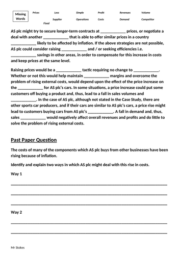 'INFLATION' - COMPLETE LESSON AND WORKSHEET | Teaching Resources