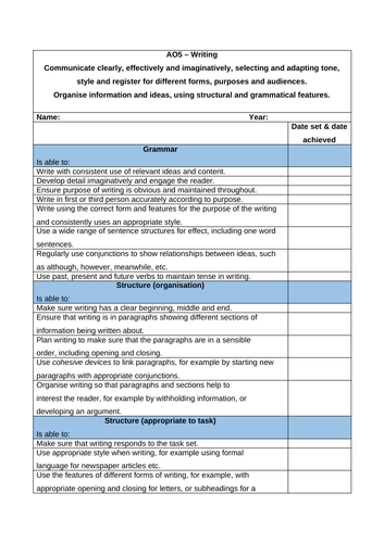 Assessment Objectives 1-6 English Small Step Assessment | Teaching ...