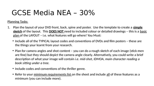 GCSE MEDIA NEA - EDUQAS 2021 Submission | Teaching Resources