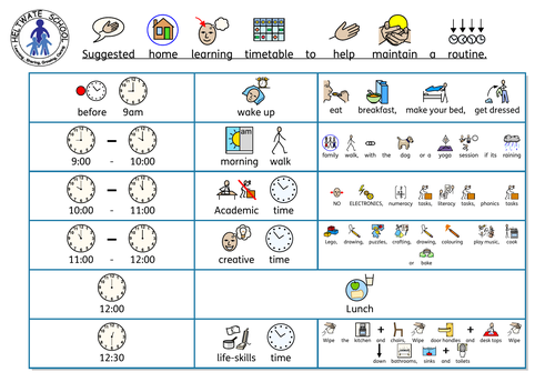 SEN Home learning tasks symbolised. Autism | Teaching Resources