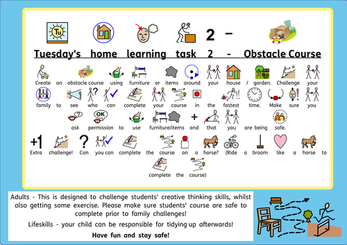 SEN Home learning tasks symbolised. Autism | Teaching Resources