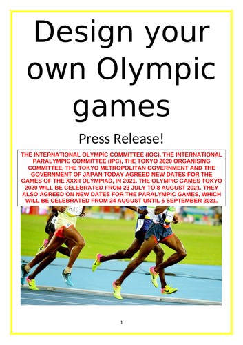 Design your own Olympic Games Project | Teaching Resources