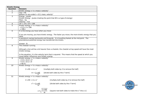 Kinetic Energy, mass, velocity - GCSE Physics or Combined Science ...